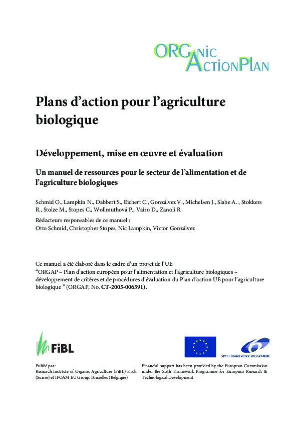 (PDF) Plans d'action pour l'agriculture biologique. Développement, mise ...