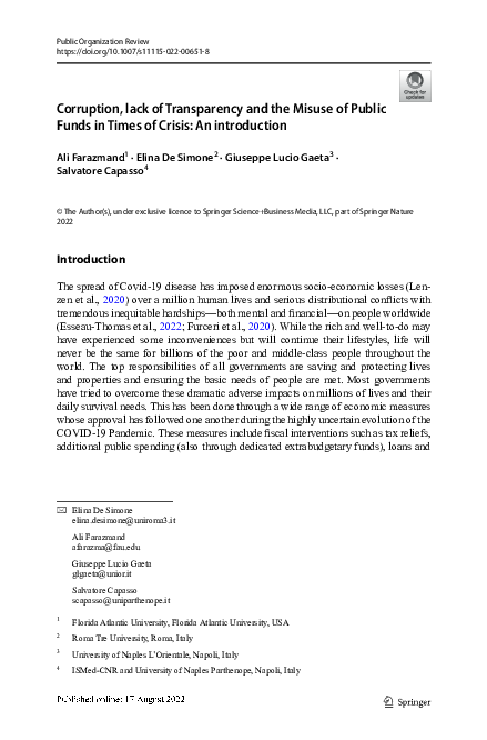 (PDF) Corruption, lack of Transparency and the Misuse of Public Funds ...