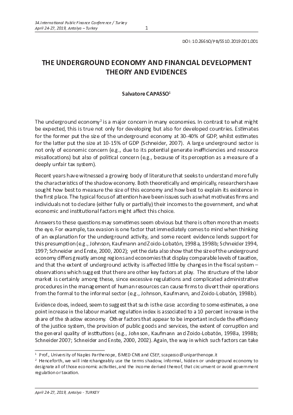 (PDF) The Underground Economy And Financial Development Theory And ...