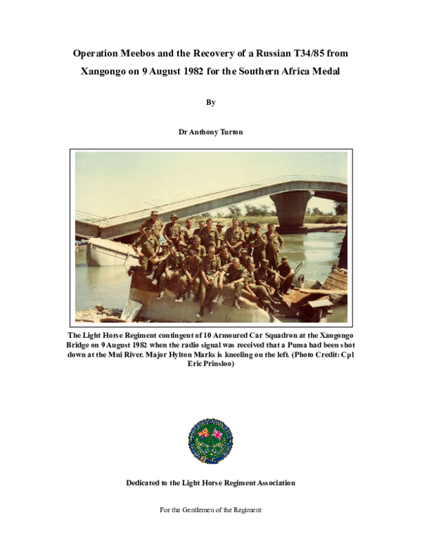 (PDF) Operation Meebos and the Recovery of a Russian T34/85 from ...