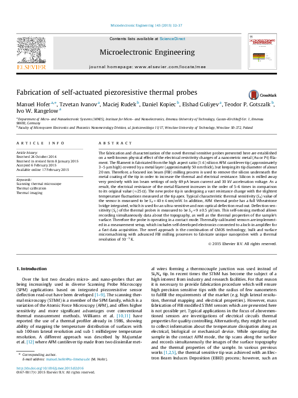 (PDF) Fabrication of self-actuated piezoresistive thermal probes