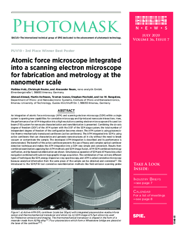 (PDF) Atomic force microscope integrated into a scanning electron microscope for fabrication and ...