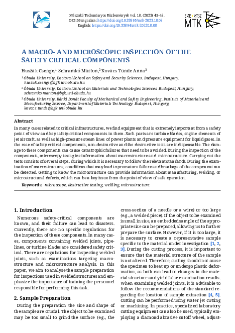 (PDF) A Macro- and Microscopic Inspection of the Safety Critical Components