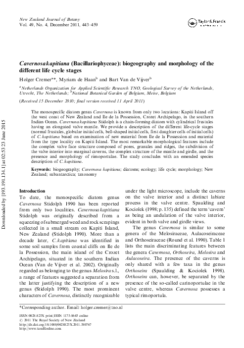 (PDF) Cavernosa kapitiana(Bacillariophyceae): biogeography and ...