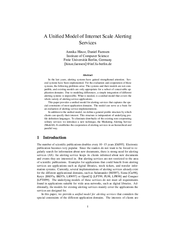 (PDF) Unified Model for Internet Alerting Services