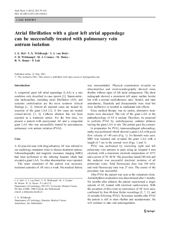 (PDF) Atrial fibrillation with a giant left atrial appendage can be ...