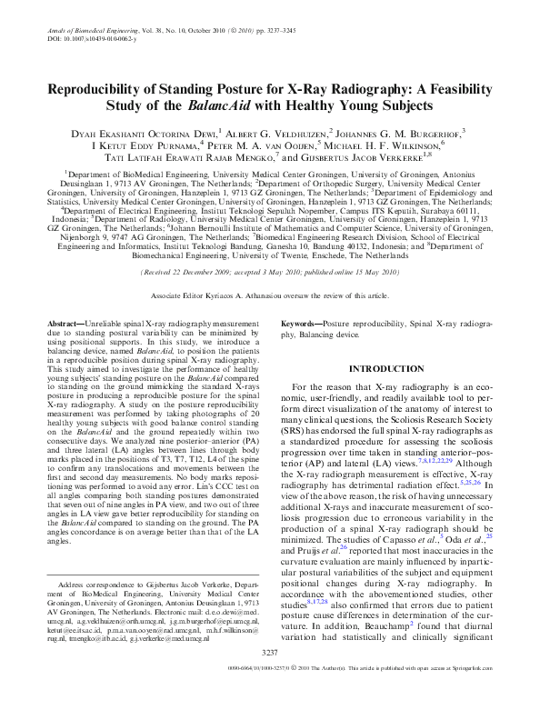 (PDF) Reproducibility of Standing Posture for X-Ray Radiography: A ...