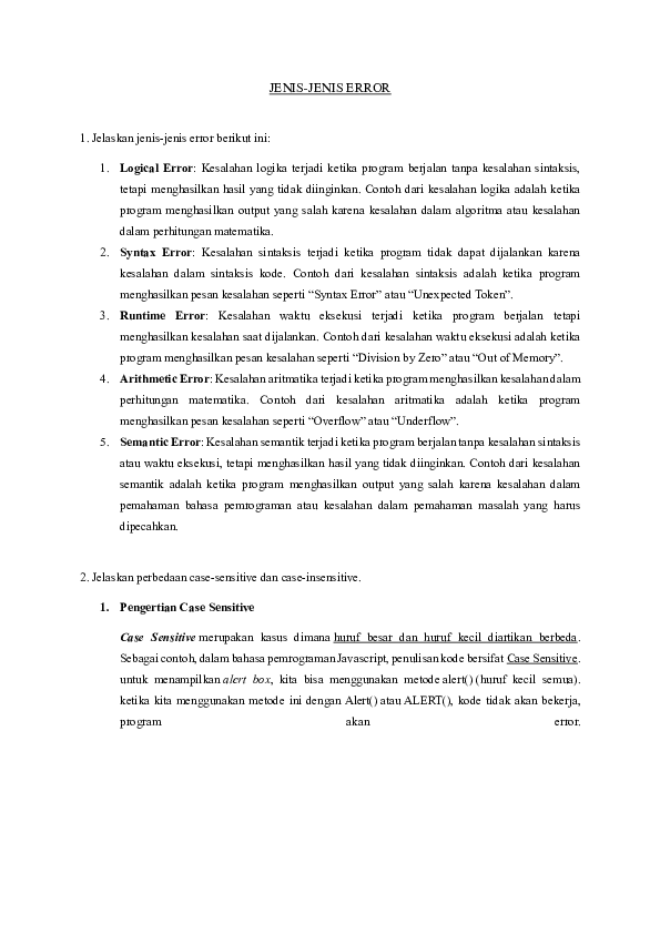 (PDF) JENIS-JENIS ERROR