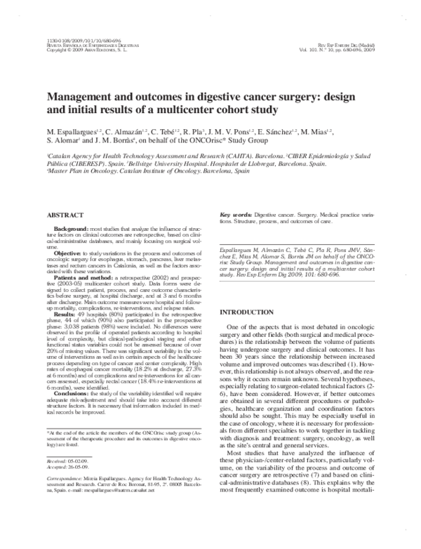 (PDF) Management and outcomes in digestive cancer surgery: design and ...