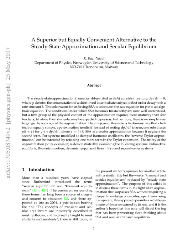 (PDF) A Superior but Equally Convenient Alternative to the Steady-State ...