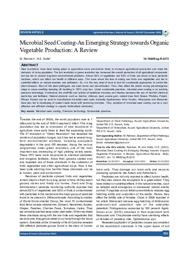 (PDF) Microbial Seed Coating-An Emerging Strategy towards Organic ...