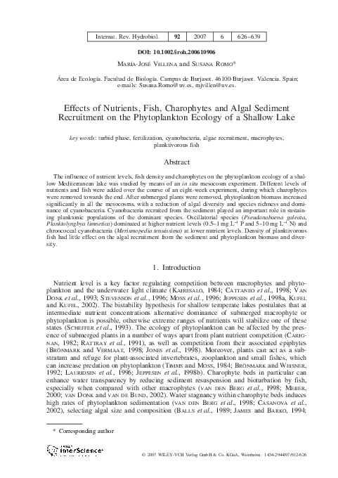 (PDF) Effects of Nutrients, Fish, Charophytes and Algal Sediment ...