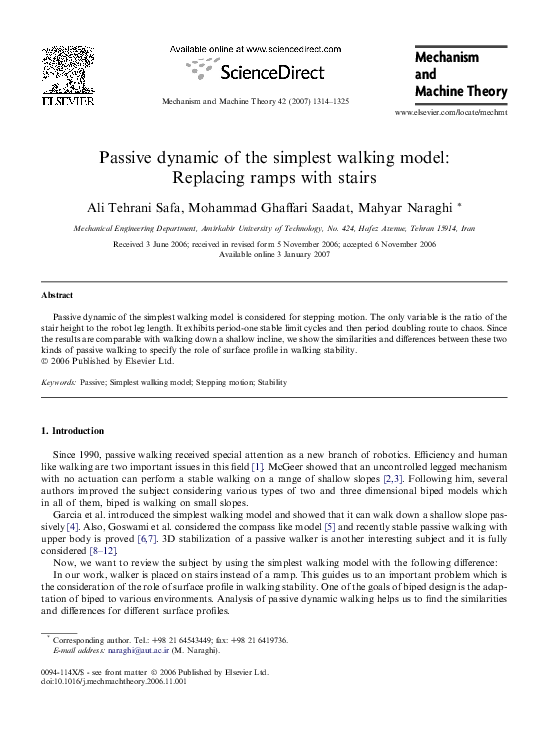 (PDF) Passive dynamic of the simplest walking model: Replacing ramps ...
