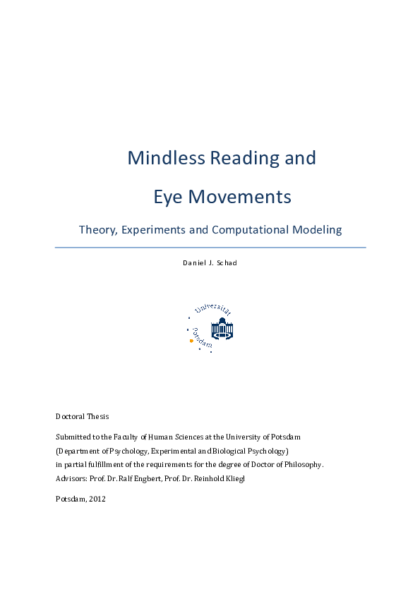 (PDF) Cognitive Factors in Eye Movements During Reading
