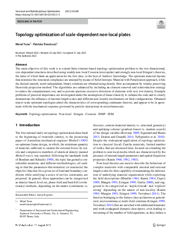 (PDF) Topology optimization of scale-dependent non-local plates