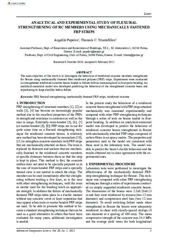 (PDF) Analytical and Experimental Study of Flexural Strengthening of RC ...
