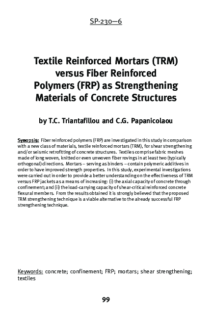 (PDF) Textile Reinforced Mortars (TRM)versus Fiber ReinforcedPolymers ...