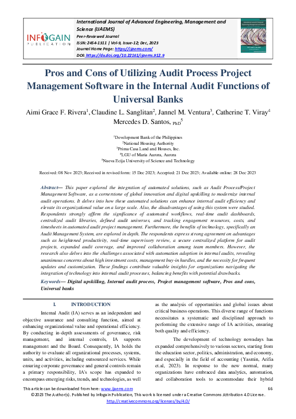 (PDF) Pros and Cons of Utilizing Audit Process Project Management Software in the Internal Audit ...