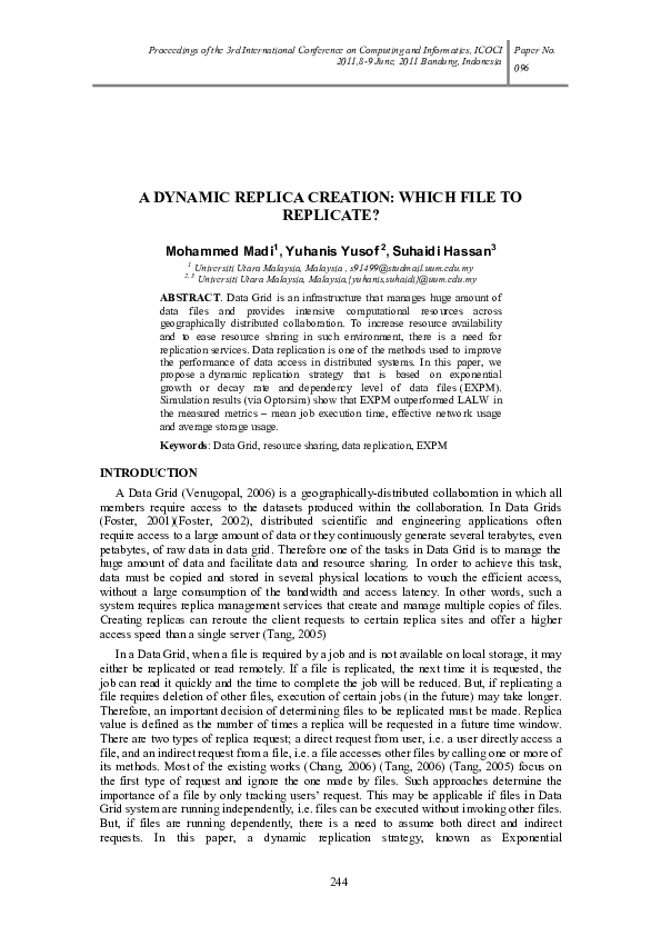 (PDF) A dynamic replica creation: Which file to replicate? | Mohammed MADI - Academia.edu