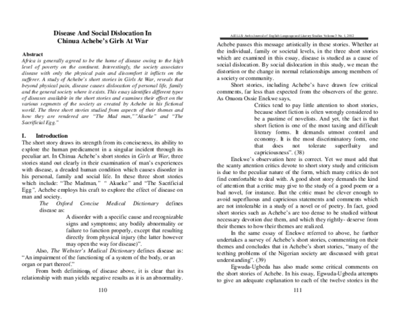 (PDF) Disease And Social Dislocation In Chinua Achebe’s Girls At War
