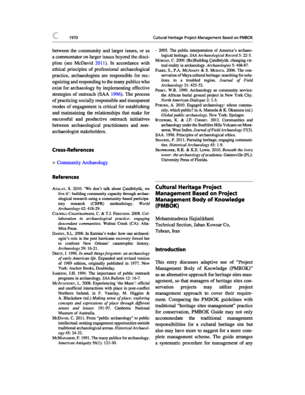 (PDF) Managing Cultural Heritage Projects Based on Project Management ...