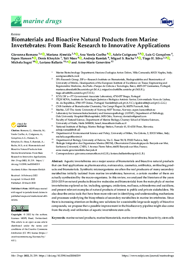 (PDF) Biomaterials and Bioactive Natural Products from Marine ...