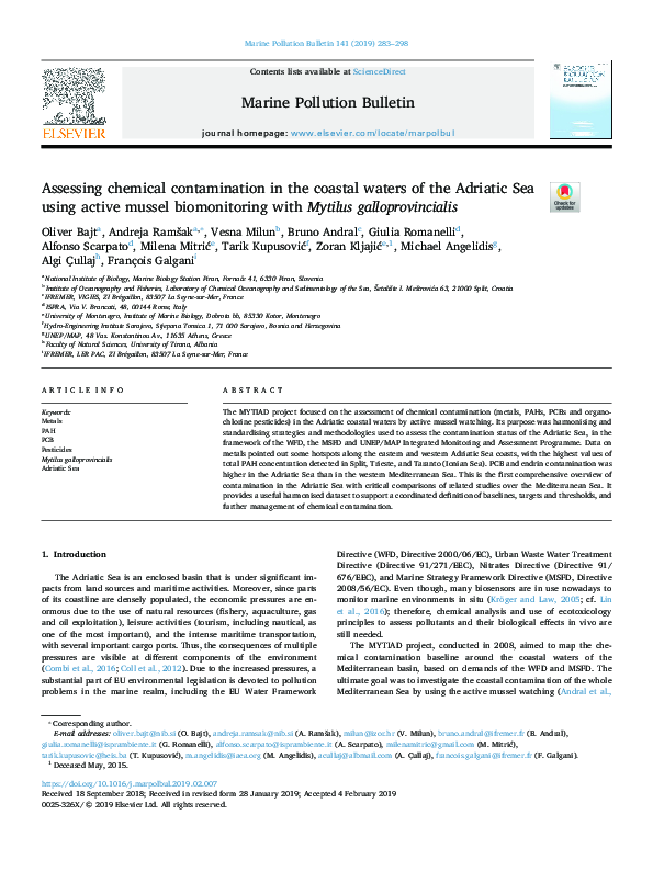 (PDF) Assessing chemical contamination in the coastal waters of the ...