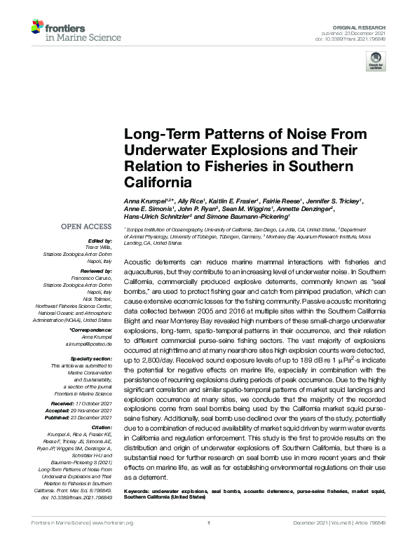 (PDF) Long-Term Patterns of Noise From Underwater Explosions and Their ...