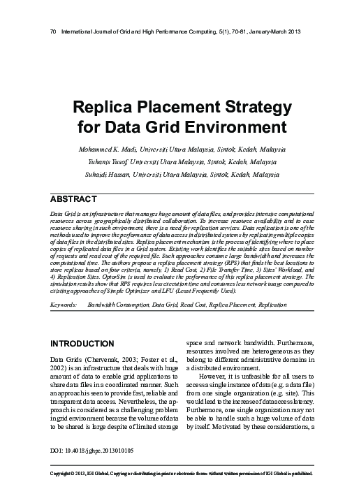 (PDF) Replica Placement Strategy for Data Grid Environment