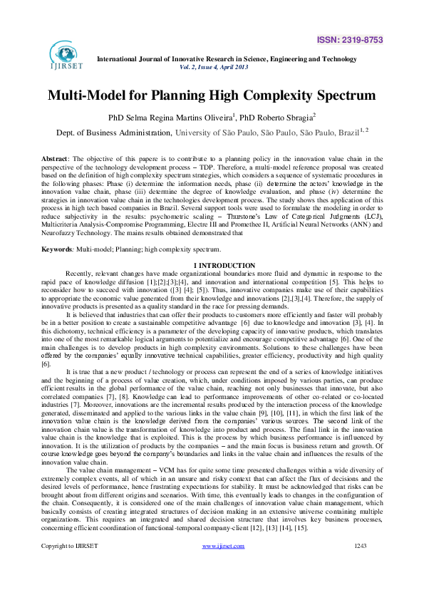 (PDF) Multi-model for planning high-complexity spectrum