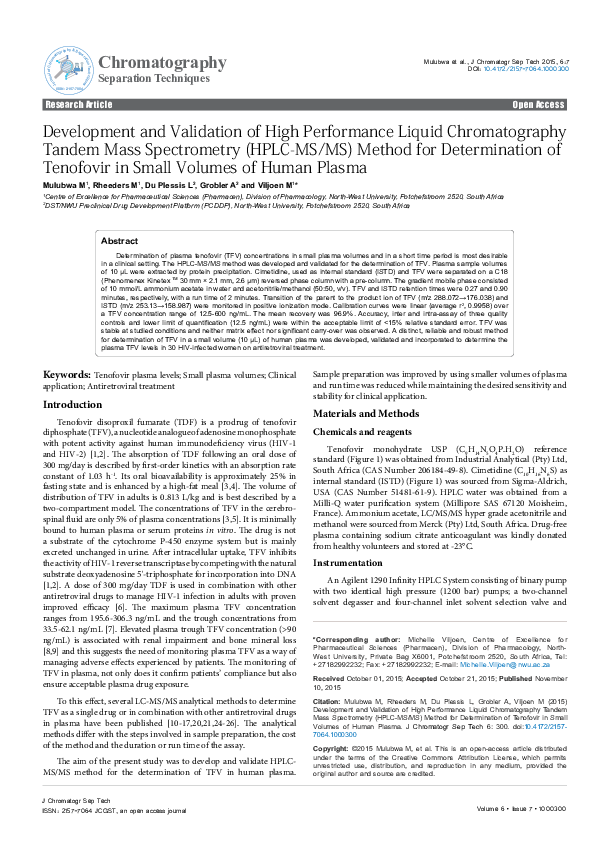 Pdf Development And Validation Of High Performance Liquid Chromatography Tandem Mass
