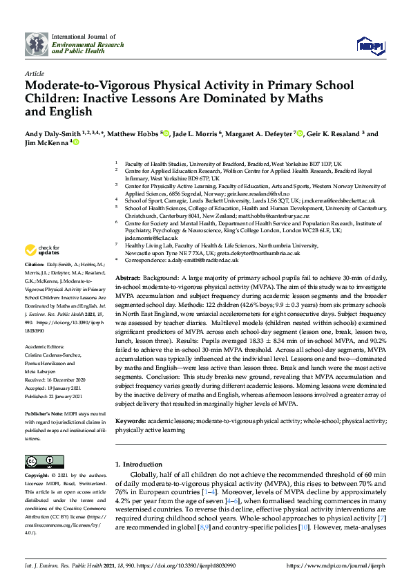 (PDF) Moderate-to-Vigorous Physical Activity in Primary School Children: Inactive Lessons Are ...
