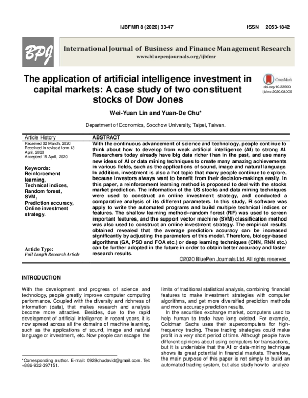 (PDF) The application of artificial intelligence investment in capital ...