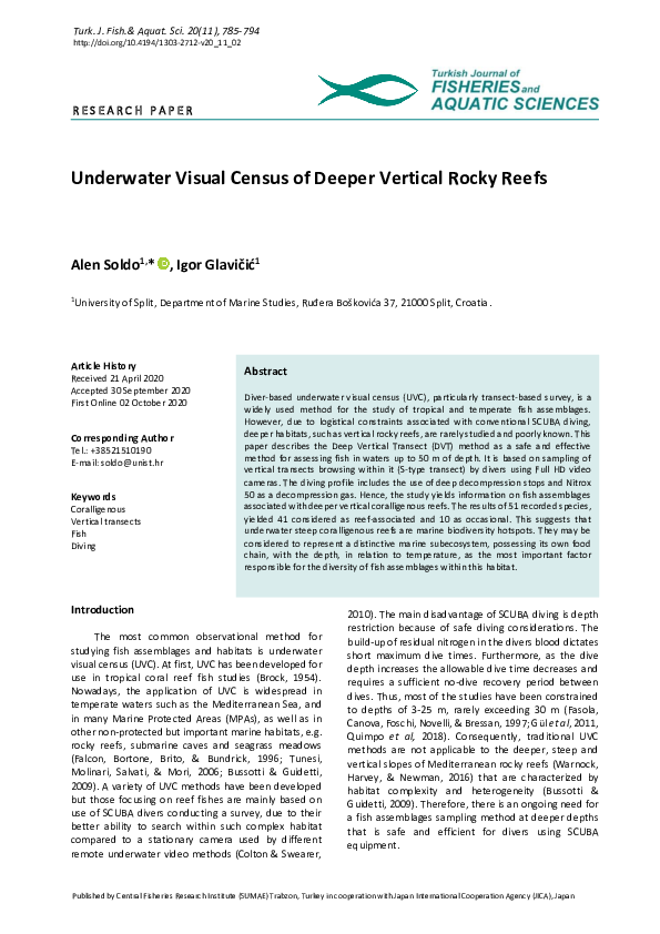 (PDF) Underwater Visual Census of Deeper Vertical Rocky Reefs