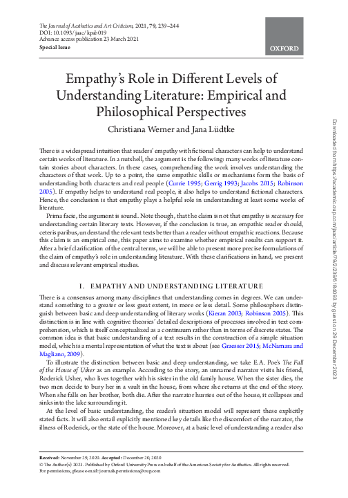 (PDF) Empathy’s Role in Different Levels of Understanding Literature ...