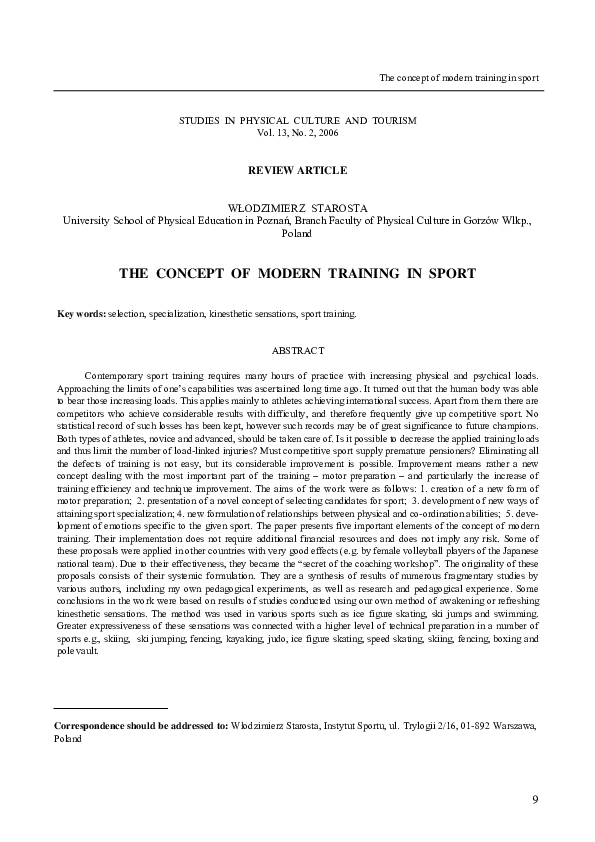 (PDF) The concept of modern training in sport