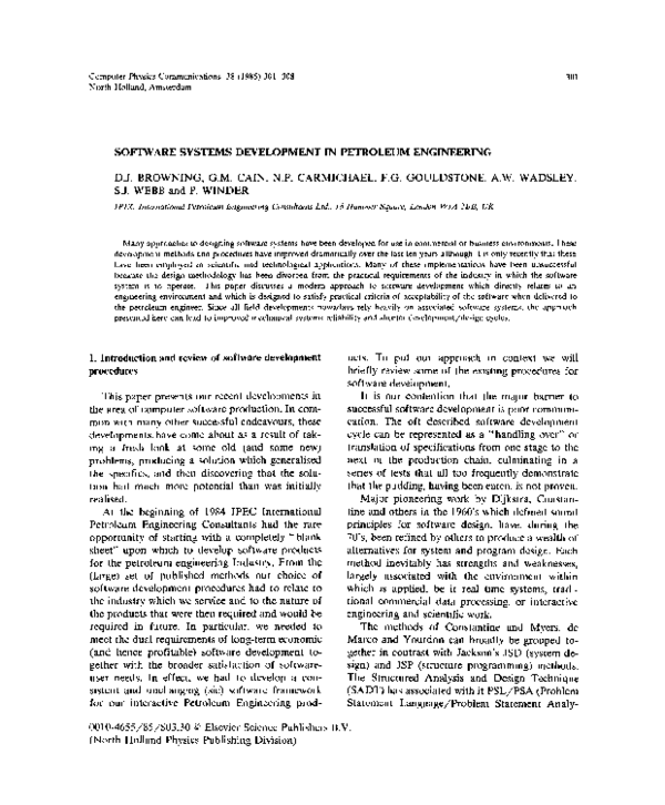 (PDF) Software systems development in petroleum engineering