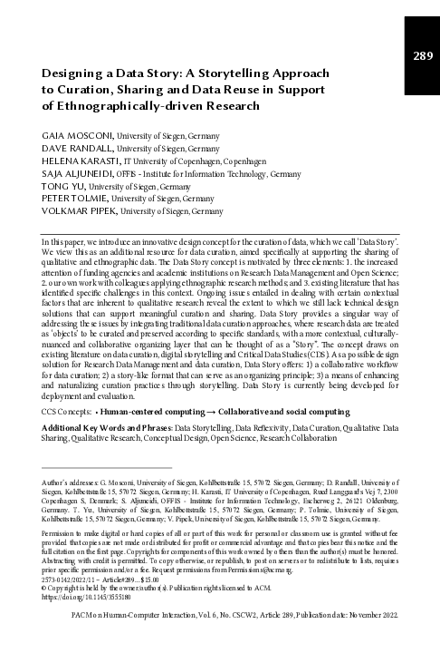 (PDF) Designing a Data Story: A Storytelling Approach to Curation ...