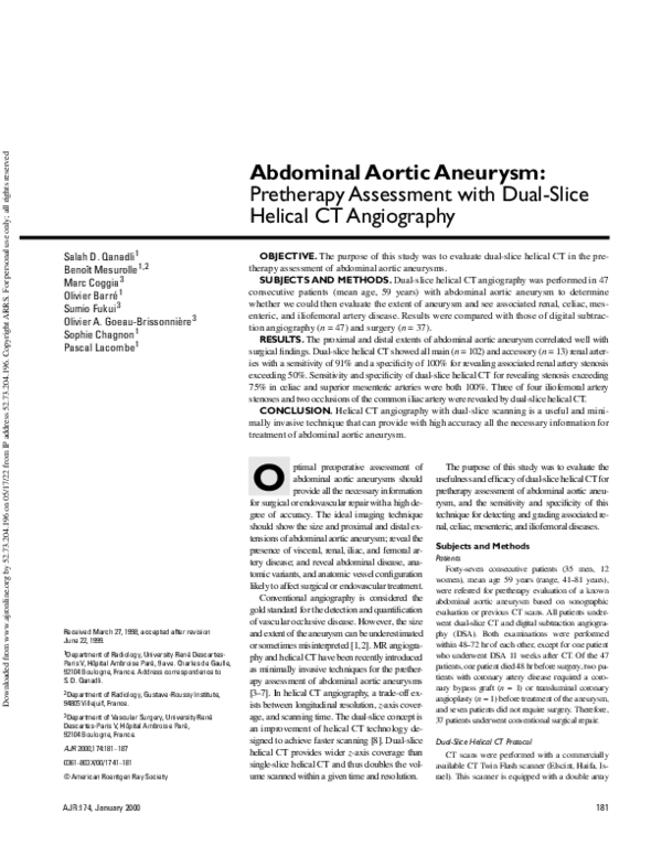(PDF) Abdominal Aortic Aneurysm