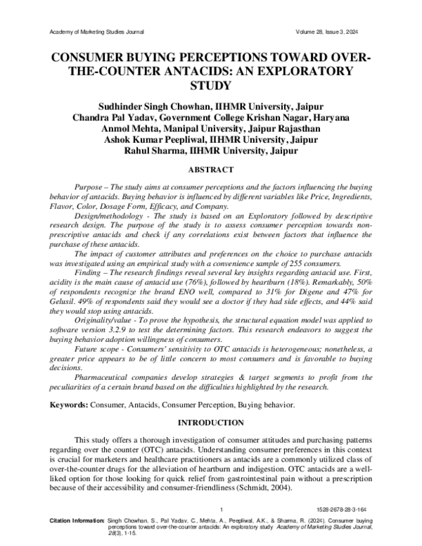 (PDF) CONSUMER BUYING PERCEPTIONS TOWARD OVER-THE-COUNTER ANTACIDS: AN EXPLORATORY STUDY