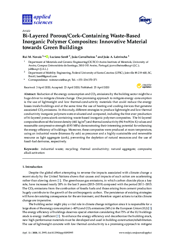 (PDF) Bi-Layered Porous/Cork-Containing Waste-Based Inorganic Polymer ...