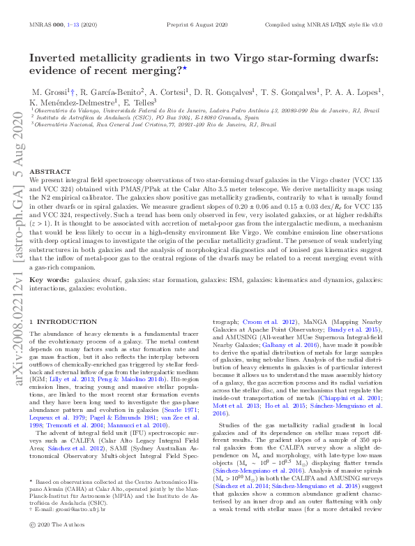 (PDF) Inverted metallicity gradients in two Virgo star-forming dwarfs ...