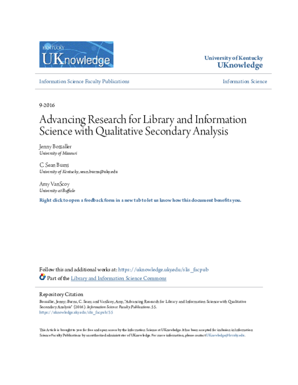 (PDF) Advancing Research for Library and Information Science with ...