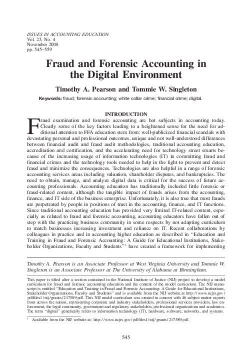(PDF) Fraud and Forensic Accounting in the Digital Environment