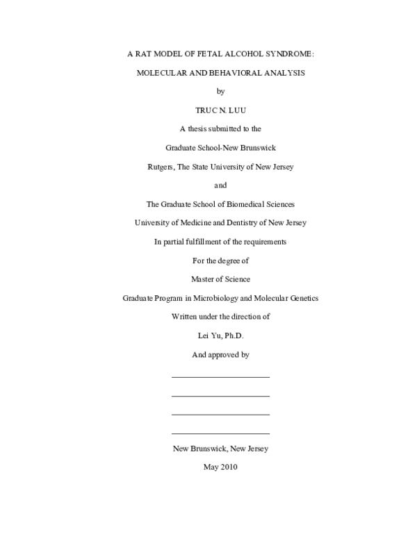 (PDF) A Rat Model of Fetal Alcohol Syndrome: Molecular and Behavioral ...