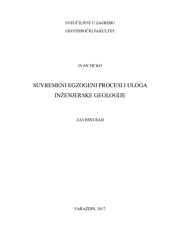 (PDF) Suvremeni egzogeni procesi i uloga inženjerske geologije