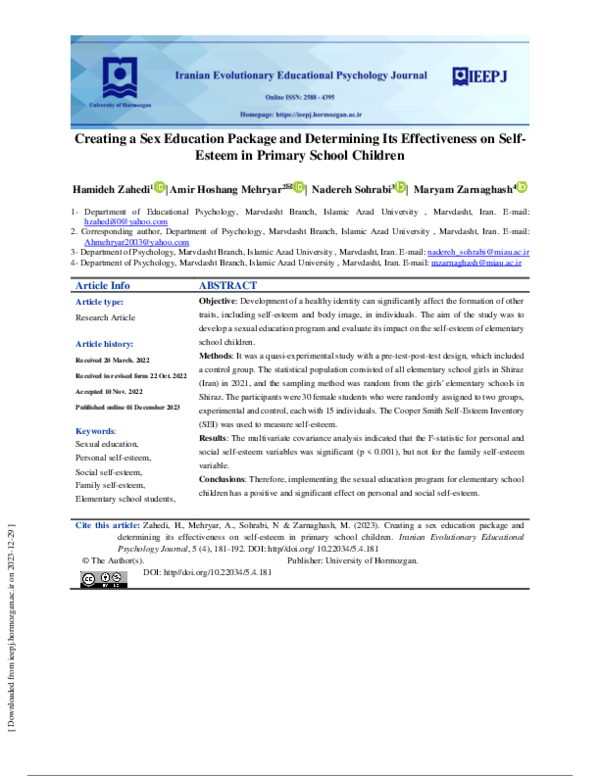 (PDF) Creating a Sex Education Package and Determining Its ...