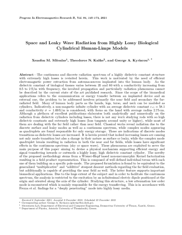 (PDF) Space and Leaky Wave Radiation from Highly Lossy Biological ...
