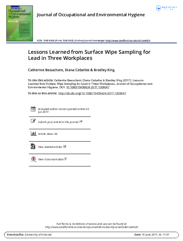 (PDF) Lessons learned from surface wipe sampling for lead in three ...