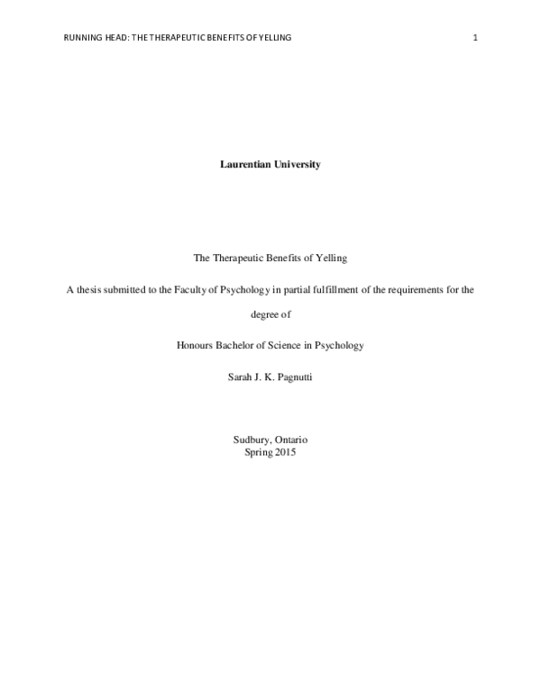 (PDF) The therapeutic benefits of yelling